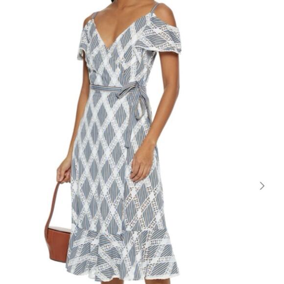 Sandro | Dresses | Sando Paris Dress Womens Size Xs Blue Striped Wrap ...